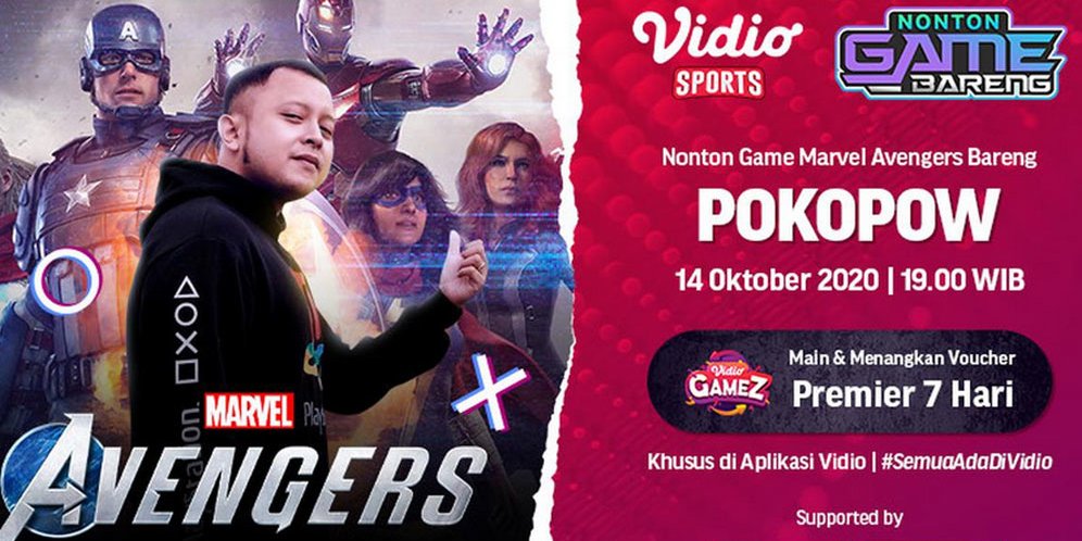 Live Streaming Nonton Game Marvel Avengers Bareng Pokopow di Vidio ...