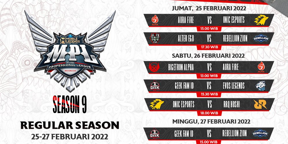 Jadwal Live Streaming MPL Indonesia Season 9 di Vidio Pekan Ini, 25-27 Februari 2022 - Bola.net
