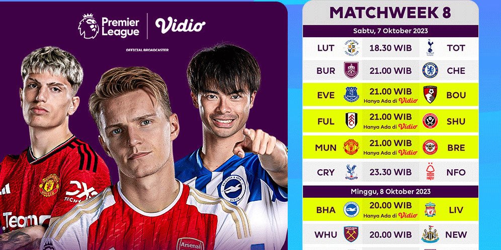 Jadwal Live Streaming Liga Inggris 2023/2024 Pekan ke-8 di Vidio - Bola.net