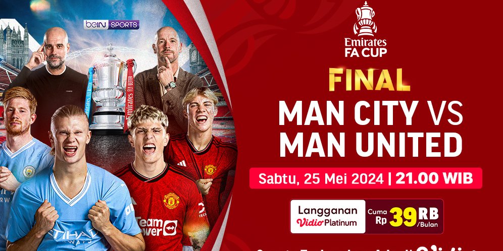 Link Live Streaming Final Piala FA: Man City Vs Man United di Vidio, 25 Mei 2024 - Bola.net