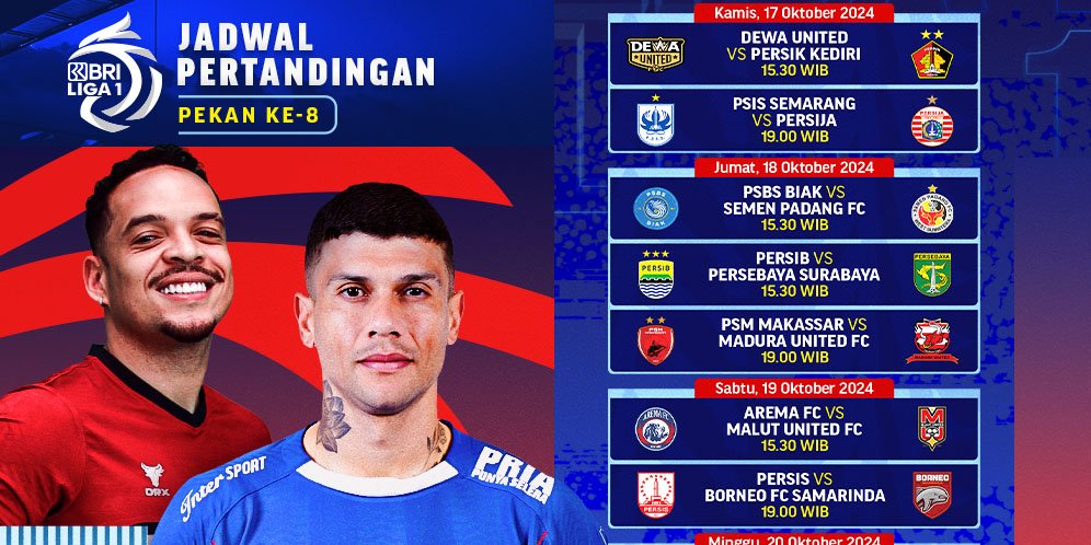 Jadwal Siaran Langsung Pertandingan BRI Liga 1 2024/25 Matchweek 8 Pekan Ini di Vidio - Bola.net