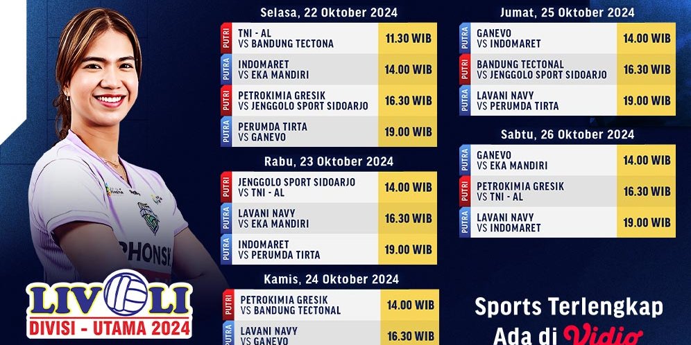 Jadwal Live Streaming Pertandingan Bola Voli Livoli Divisi Utama 2024 ...