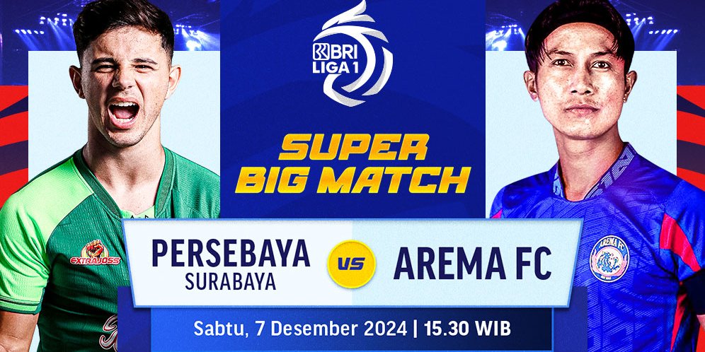 Siaran Langsung Big Match BRI Liga 1: Persebaya vs Arema FC di Vidio - Bola.net