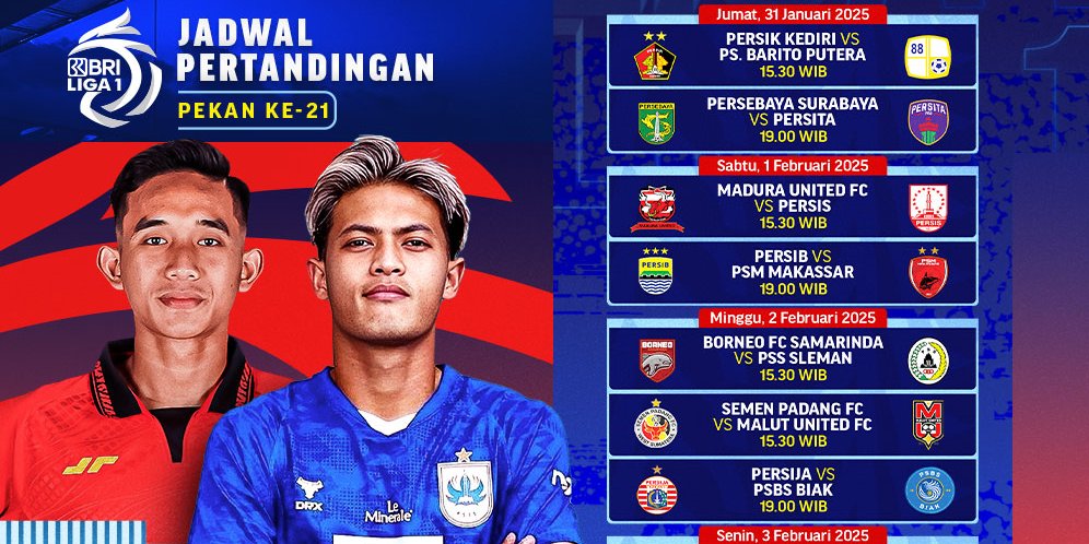 Jadwal Siaran Langsung BRI Liga 1 2024/25 Matchweek ke 21 di Vidio - Bola.net