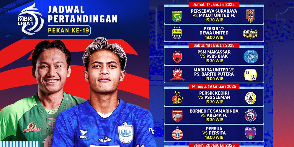 Jadwal Siaran Langsung BRI Liga 1 2024/25 Matchweek ke 19 di Vidio - Bola.net