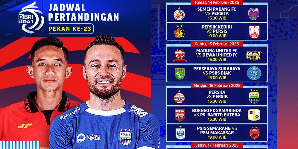 Jadwal Siaran Langsung BRI Liga 1 2024/25 Matchweek ke 23 di Vidio - Bola.net