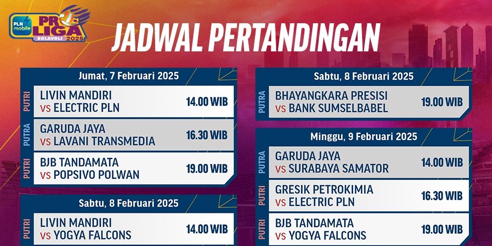 Jadwal Siaran Langsung PLN Mobile Proliga 2025 pada Putaran II di Vidio Pekan Ini - Bola.net