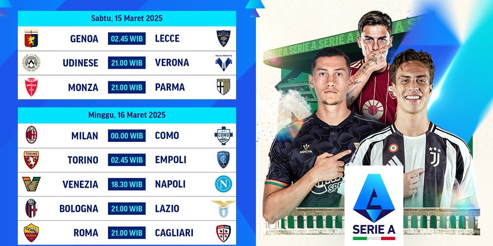 Jadwal Live Streaming Serie A 2024/25 Matchweek 29 Pekan Ini di Vidio - Bola.net