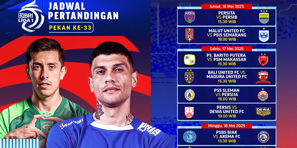 Jadwal dan Link Streaming BRI Liga 1 2024/25 Matchweek 33 di Vidio - Bola.net