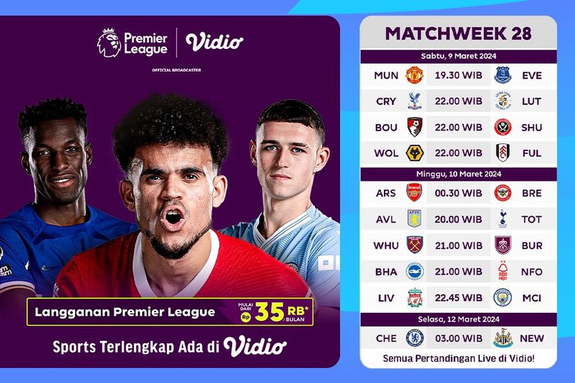 Jadwal Siaran Langsung Liga Inggris 2023/2024 Matchweek 28, 9-12 Maret 2024 - Bola.net