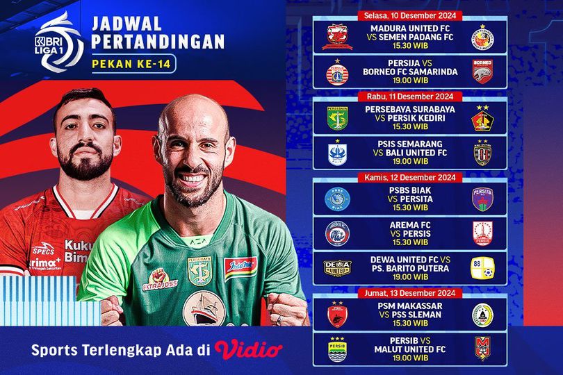 Jadwal Siaran Langsung BRI Liga 1 2024/25 Pekan 14 di Vidio - Bola.net
