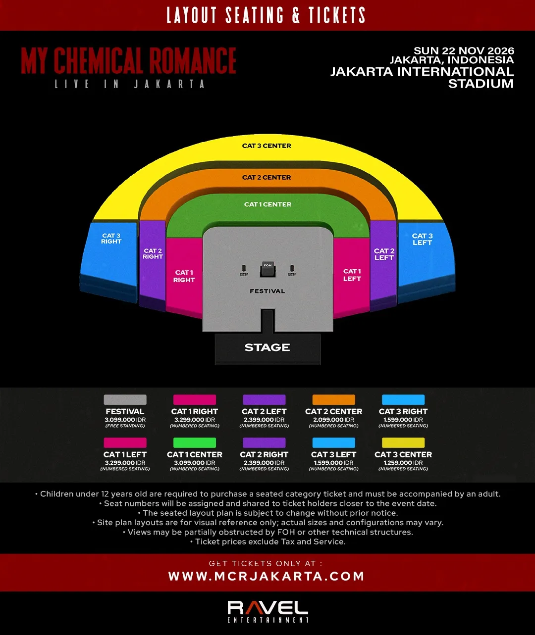 My Chemical Romance Konser di Jakarta 2026, Intip Seat Plan dan Harga ...