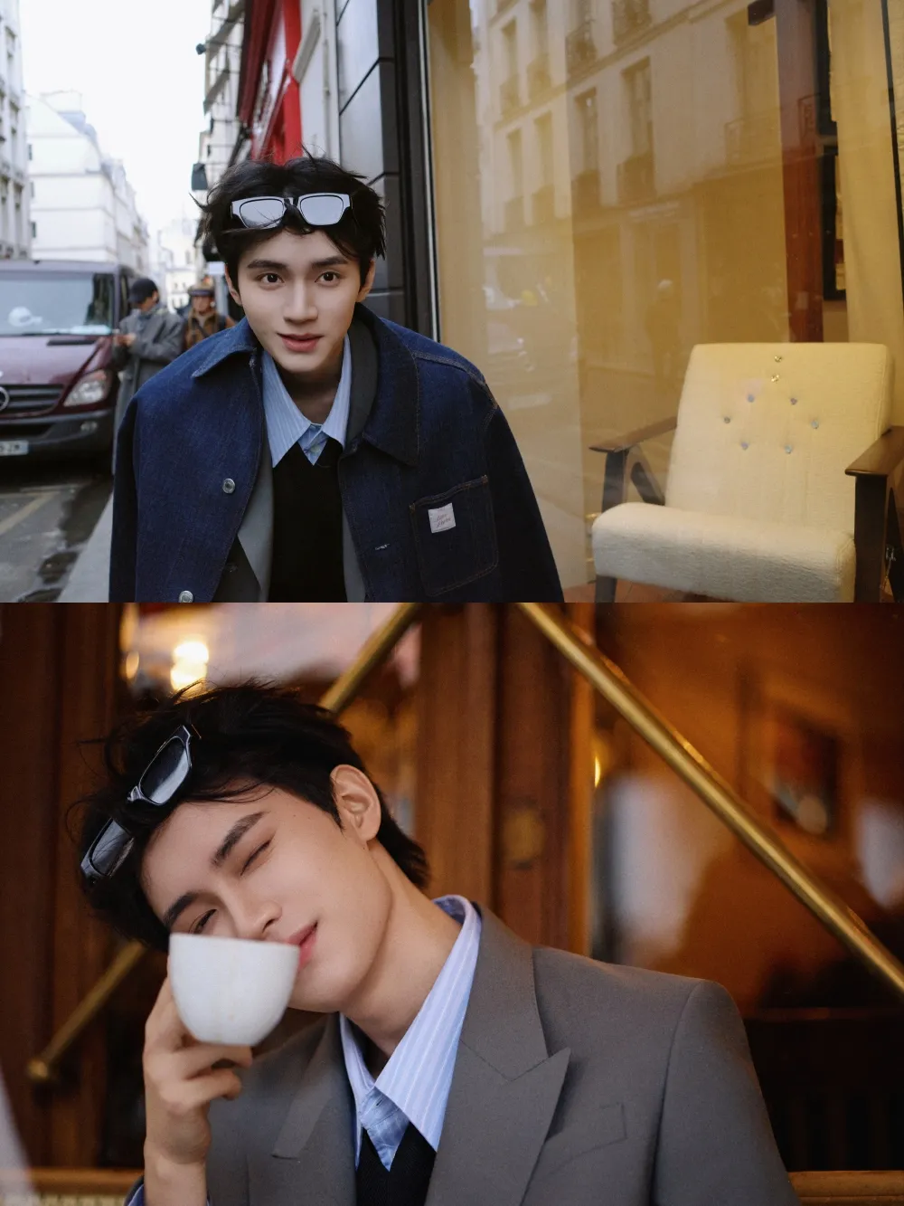 Appearing with Slick-Back Hair and a Gray Suit, Zhou Yiran Steals ...