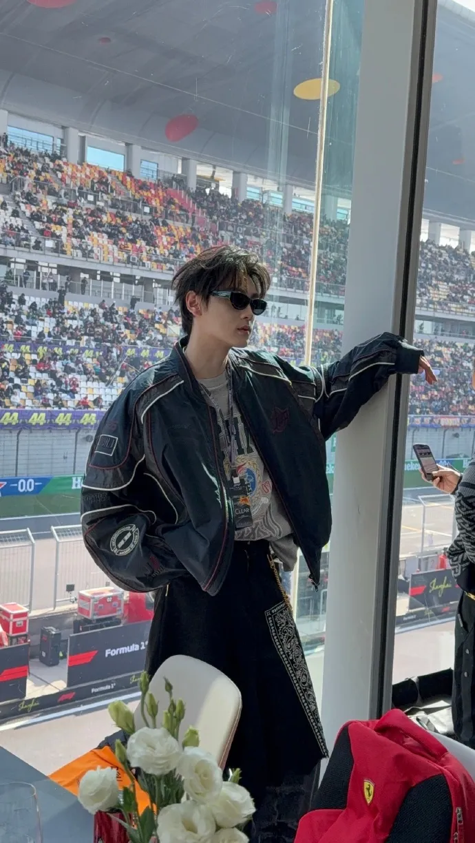 Tian Xuning at the F1 Grand Prix: Luxurious Racing Jacket, Sunglasses ...