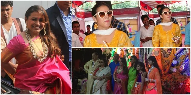 Foto-Foto Kajol dan Rani Mukherjee, Bagi Makanan di Durga Puja ...