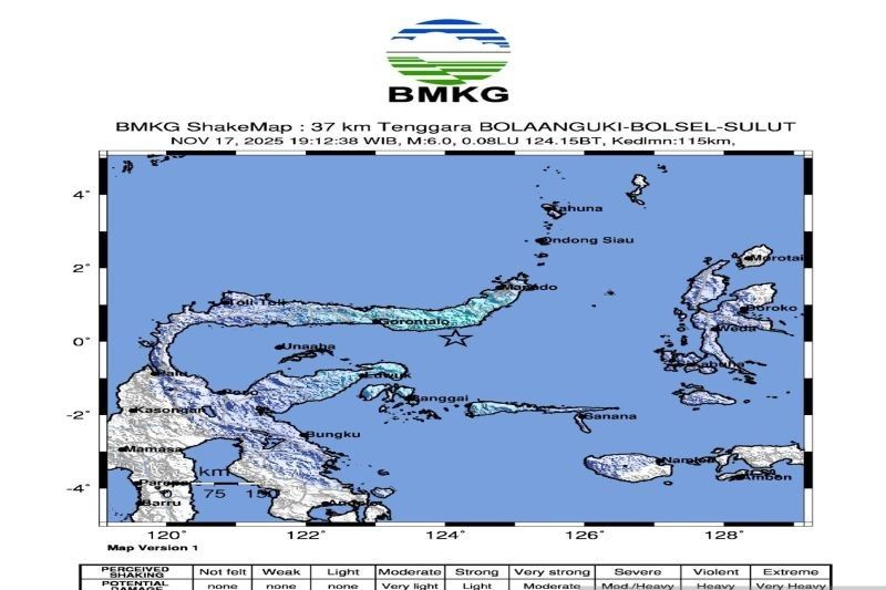 Gempa Magnitudo 6,0 Guncang Sulut, BMKG Pastikan Tidak Berpotensi Tsunami
