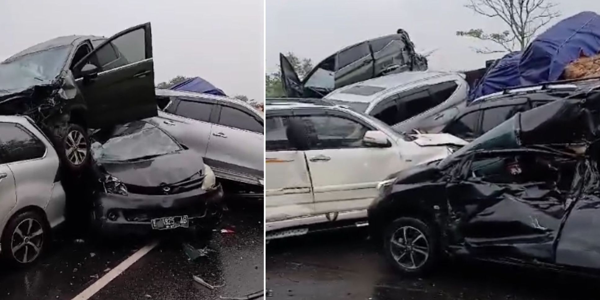 FOTO: Kondisi Mengerikan Kecelakaan Beruntun di Tol Cipularang, Mobil Ringsek dan Bertumpuk ...
