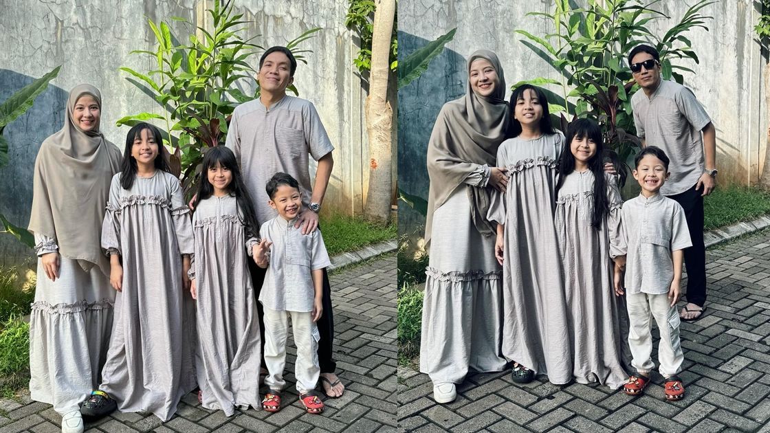 7 Potret Lebaran Idul Fitri Natasha Rizky dan Desta Bareng Anak-Anak