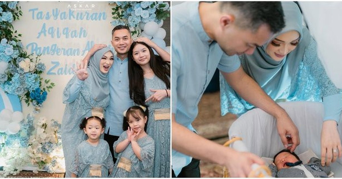 Momen Aqiqah Anak Zaskia Gotik, Kompak Bareng Keluarga dengan Nuansa Biru yang Menawan - merdeka.com