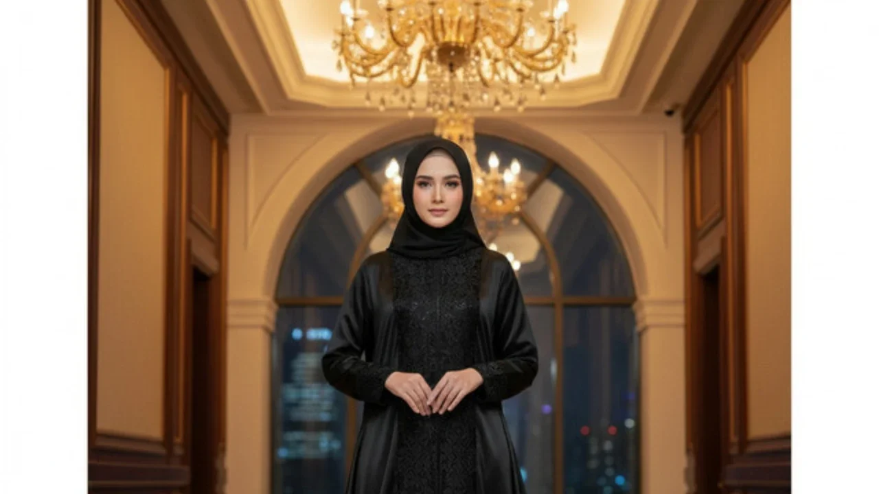 8 Pilihan Gamis Hitam Syar'i dengan Detail Lace 2025, Elegan untuk ...