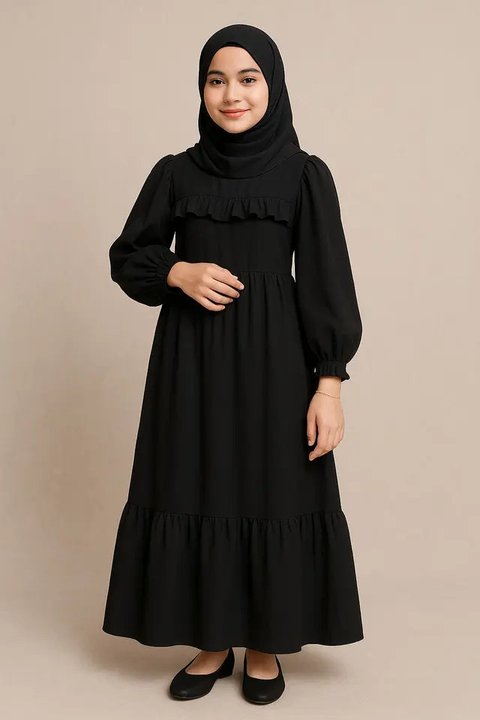5 Model Gamis Hitam Polos Terbaru untuk Remaja, Tampil Stylish dan ...