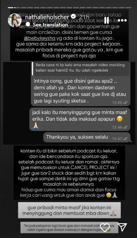 Dituding Nyindir Erika Carlina, Nathalie Holscher Akhirnya Klarifikasi - merdeka.com