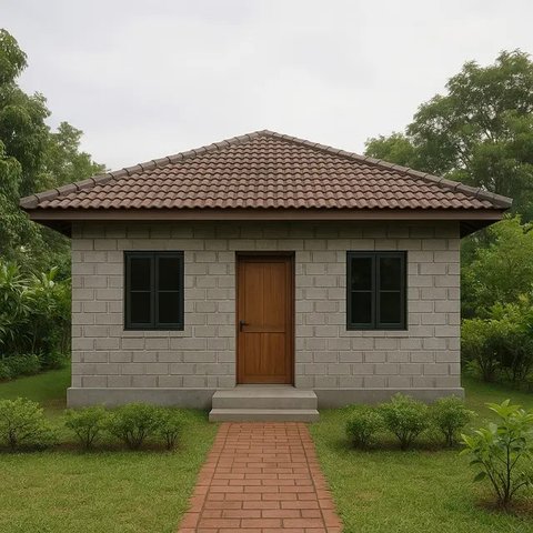 6 Desain Rumah Sederhana Gunakan Batako dengan Atap Pelana, Tahan Lama ...