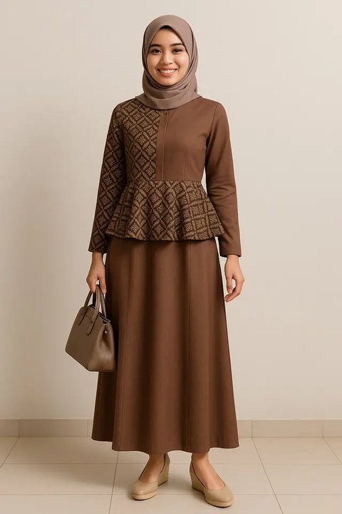 10 Model Gamis Batik Kombinasi Polos Kerah Shanghai, Jadi Tren Fashion ...