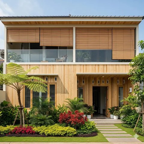 7 Model Rumah Kayu Minimalis Modern dengan Balkon Kaca yang Elegan ...
