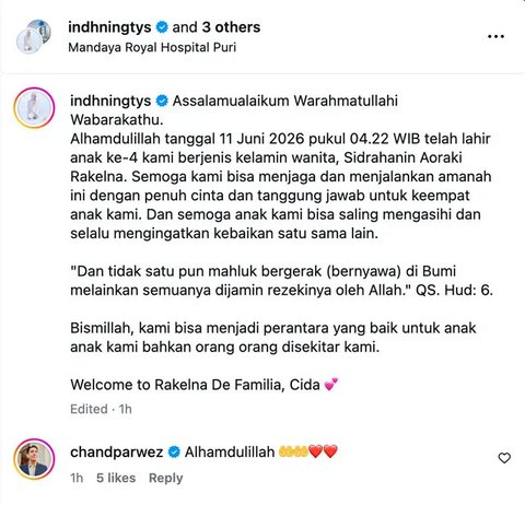 Rigen Rakelna Sambut Kelahiran Anak Keempat, Siap Mengasuh dengan Penuh ...