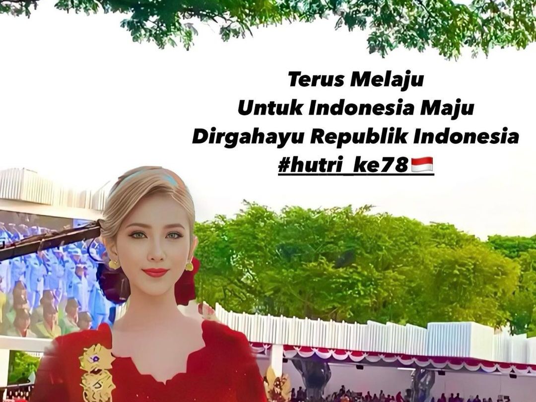 Potret Cantik Ibu Kombes Heni Tania Ikuti Upacara HUT 78 di Istana Merdeka, Pakai Kebaya Merah ...