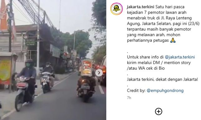 Viral Motor Kembali Lawan Arah di Lokasi Kecelakaan Lenteng Agung, Ini Kata Polisi