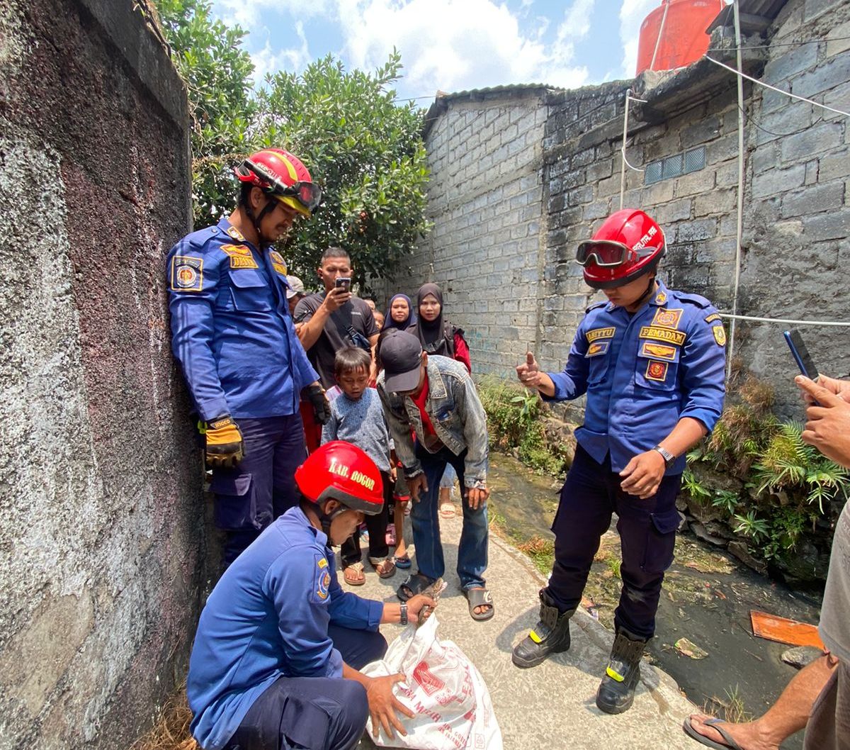 Bikin Panik, Ular Sanca Terjebak di Salurah Air Rumah Warga