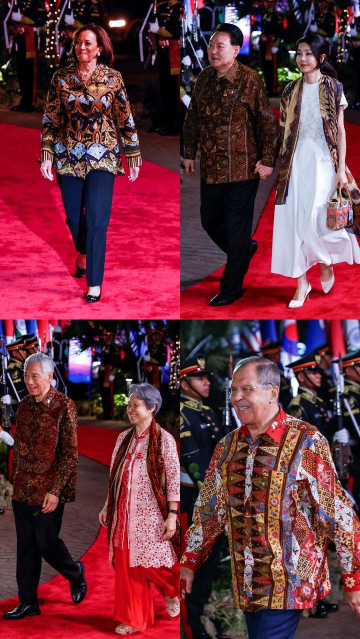 FOTO: Gaya Para Pemimpin Negara Kompak Berpakaian Batik di Gala Dinner ...
