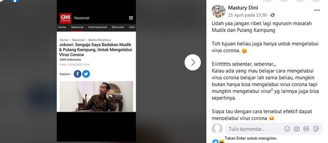 CEK FAKTA: Hoaks Jokowi Bedakan Mudik & Pulang Kampung untuk Mengelabui Virus Corona | merdeka.com