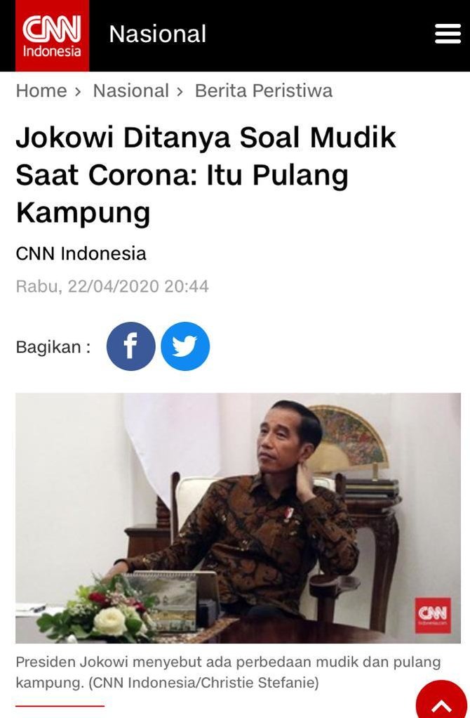 CEK FAKTA: Hoaks Jokowi Bedakan Mudik & Pulang Kampung untuk Mengelabui Virus Corona | merdeka.com