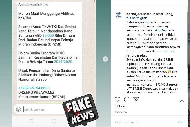 CEK FAKTA: Hoaks BP2MI Beri Santunan Kepada TKI di UEA | merdeka.com