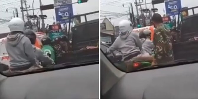 Asyik Geber-Geber Motor di Lampu Merah, Anak Remaja Ini Ditempeleng TNI | merdeka.com