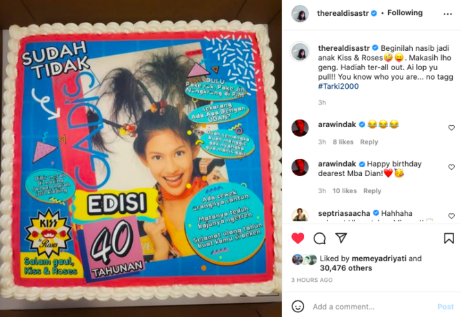 Ulang Tahun ke-40, Dian Sastrowardoyo Unggah Kejutan Unik dari Sahabat ...