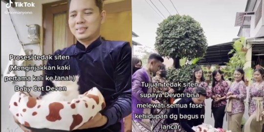 Viral Prosesi Tedak Siten Anak Kucing, Warganet: Gini Kalau Orang Kaya ...