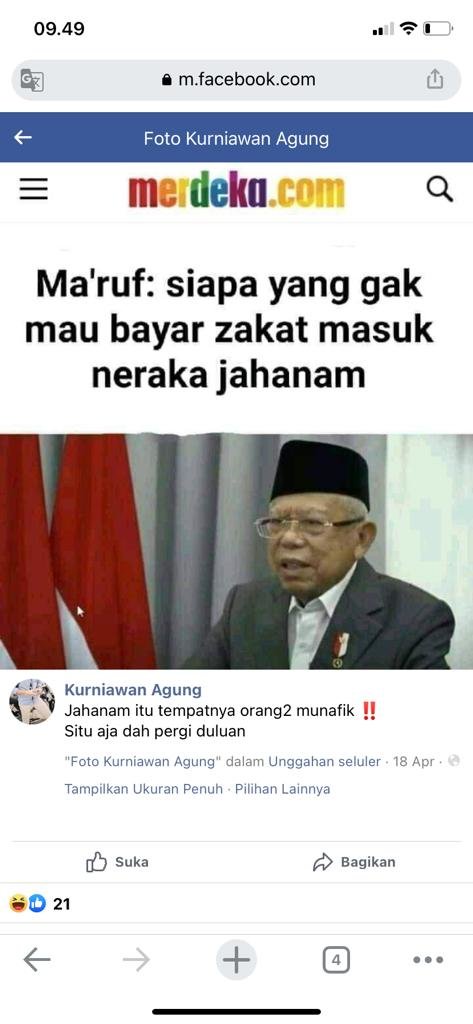 CEK FAKTA: Hoaks Artikel Merdeka.com Ma'ruf Amin Sebut Orang Tak Zakat Masuk Neraka | merdeka.com
