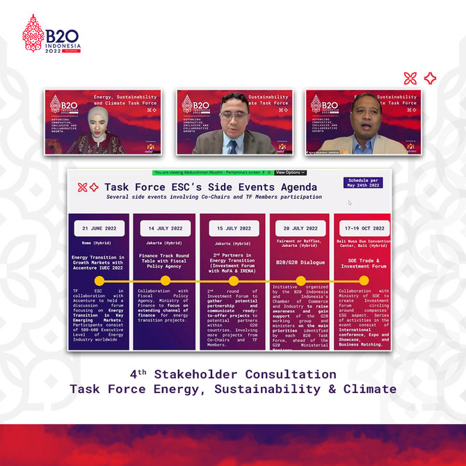 Task Force Energy, Sustainability and Climate B20 Tambahkan Target ...