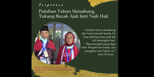 Puluhan Tahun Menabung, Tukang Becak asal Jabar Ajak Istri Berangkat ... Puluhan Tahun Menabung, Tukang Becak asal Jabar Ajak Istri Berangkat ...