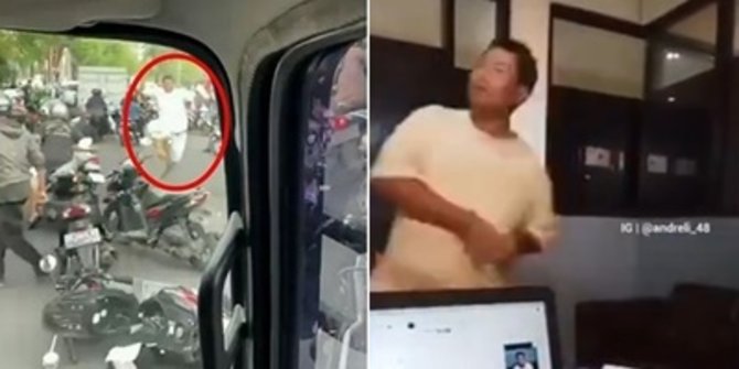 Pria Ini Ngamuk di Jalan Bawa Sajam Pemotor Ditusuk, di Kantor Polisi Malah Joget | merdeka.com