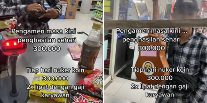 Viral Pengamen Traktir Kasir Mini Market, Ternyata Penghasilannya Rp300 Ribu per Hari | merdeka.com