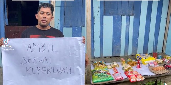 Bagikan Sembako untuk Orang yang Membutuhkan, Aksi Pria Ini Tuai Pujian | merdeka.com