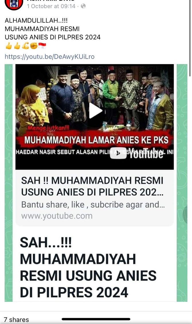 CEK FAKTA: Benarkah Muhammadiyah Usung Anies Baswedan di Pilpres 2024? | merdeka.com