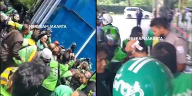Kepala Ojol Bocor Diduga Dipukul Satpam, Ratusan Driver 'Serbu' Kantor di Setiabudi | merdeka.com
