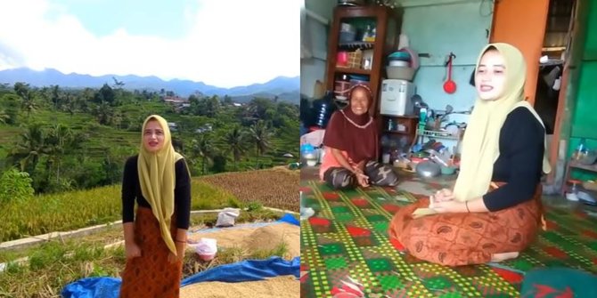Janda Desa Cantik Bak Mutiara Tersembunyi, Tinggal di Tengah Sawah Dikelilingi Gunung | merdeka.com