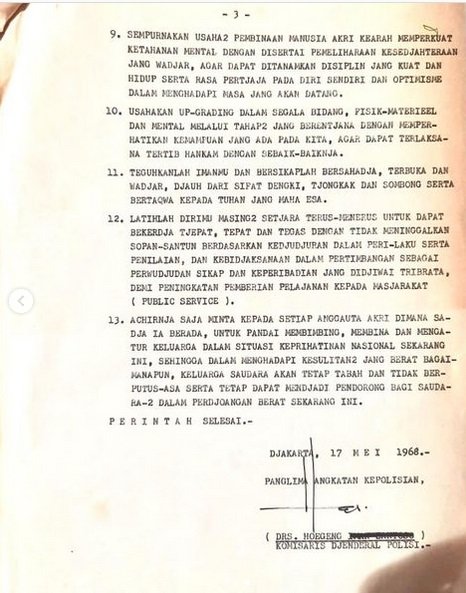 Melihat 3 Lembar Perintah Harian Jenderal Hoegeng Sang Polisi Jujur ...